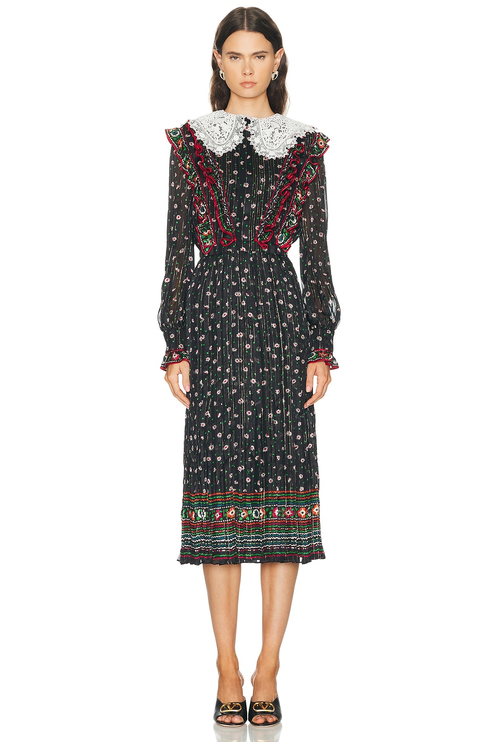 VALENTINO Valentino Embroidered Midi Dress